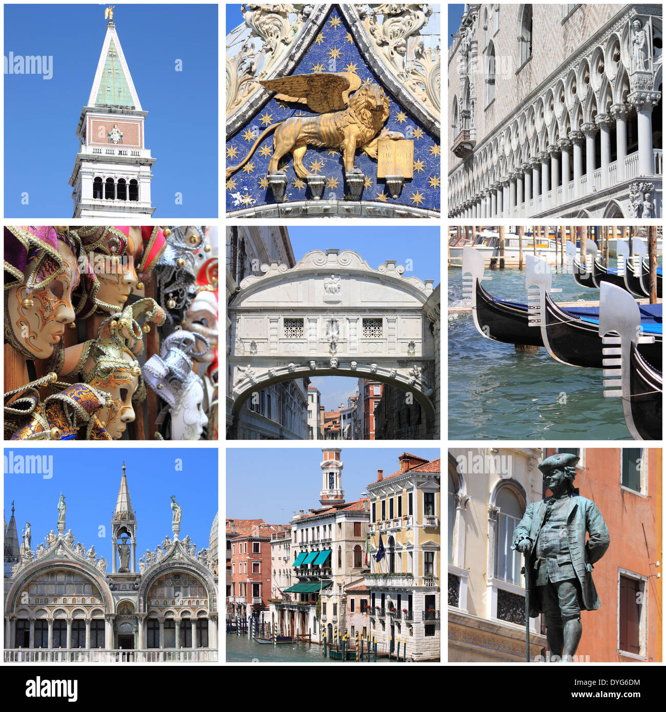 Collage of landmarks of Venice, Italy Stock Photo - Alamy