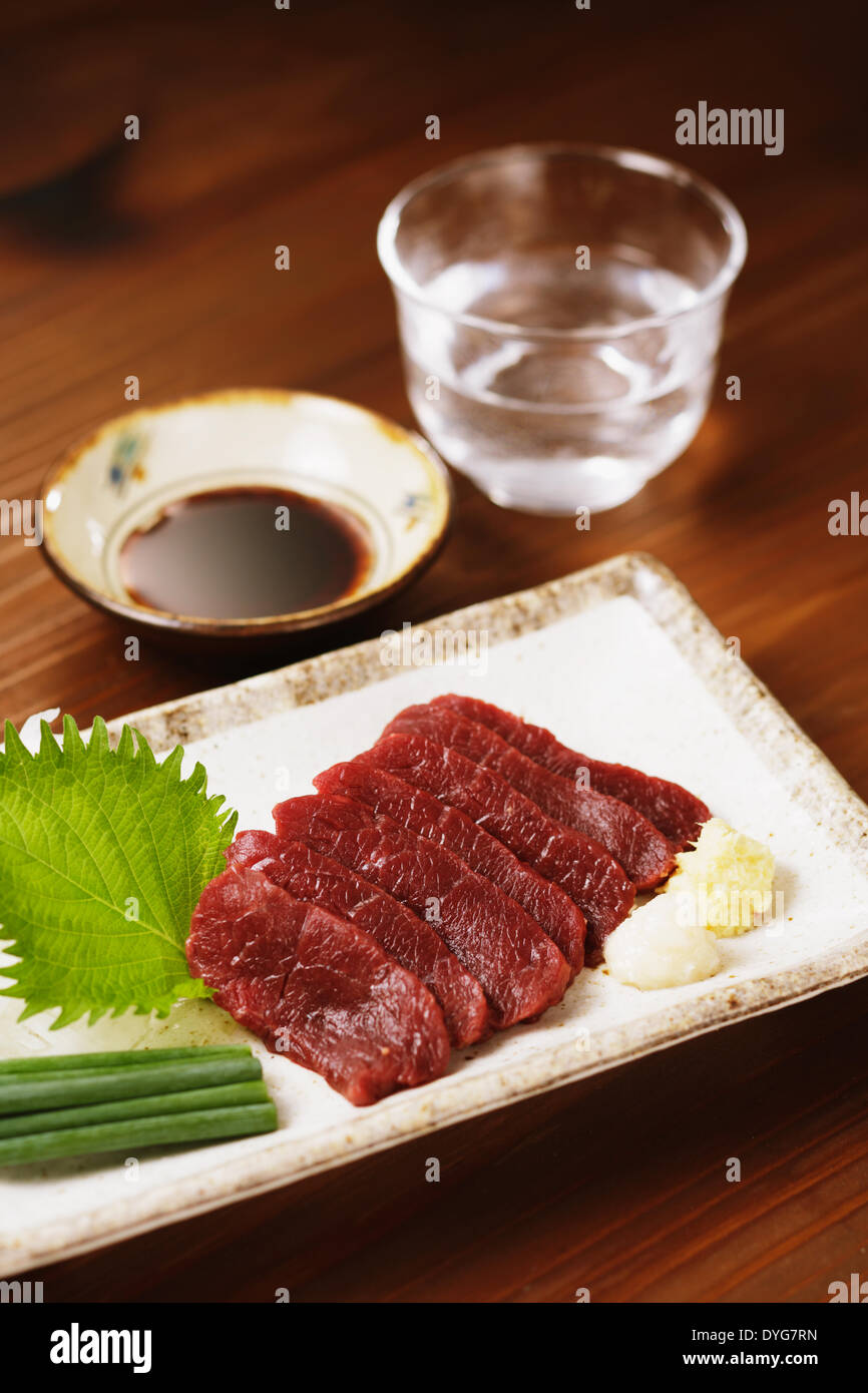 Japanese style raw horse meat Stock Photo - Alamy
