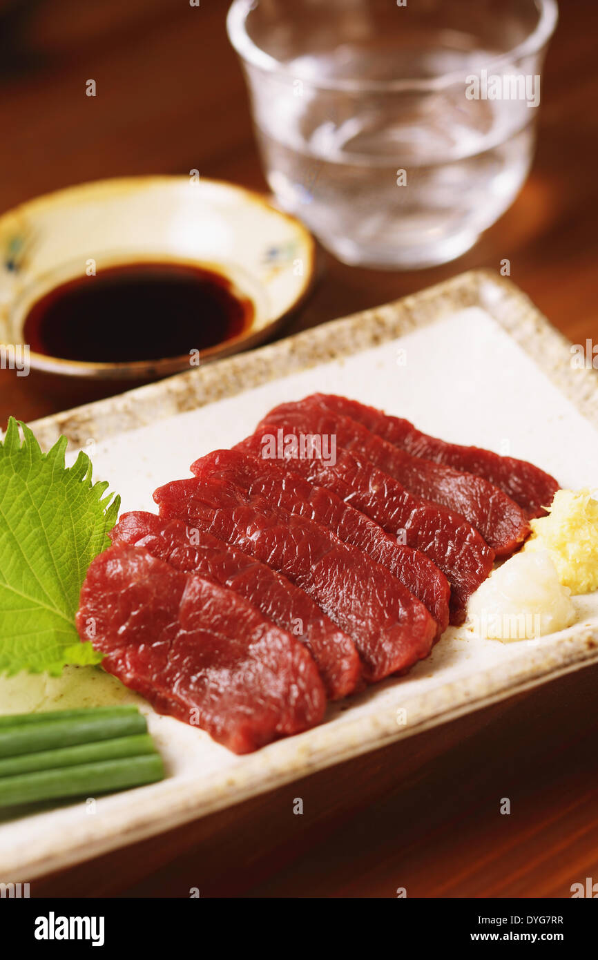 Japanese style raw horse meat Stock Photo - Alamy
