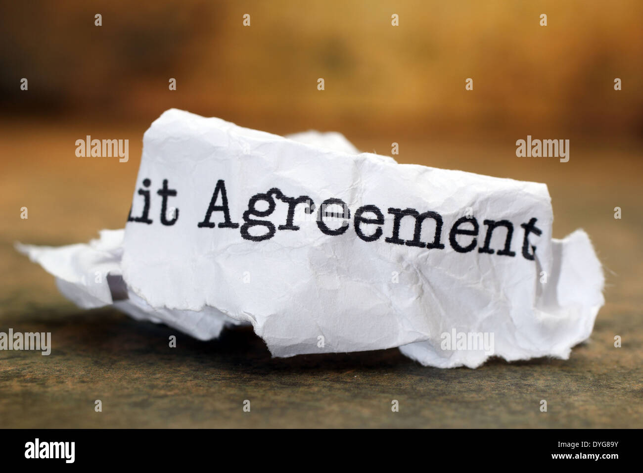 Agreement text on paper Stock Photo - Alamy