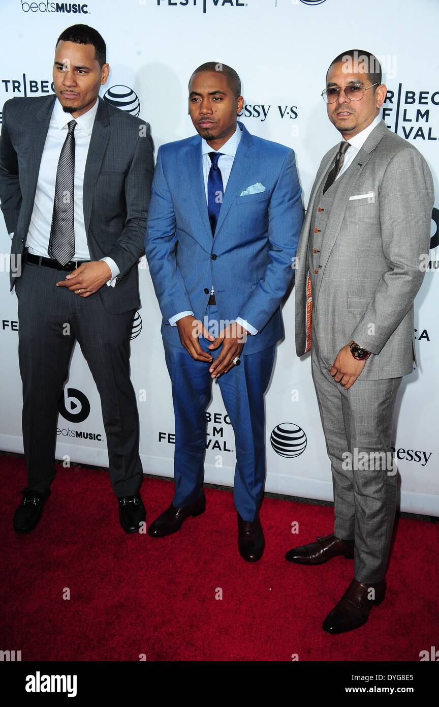 New York, NY, USA. 16th Apr, 2014. One9, Nas, Erik Parker at arrivals ...