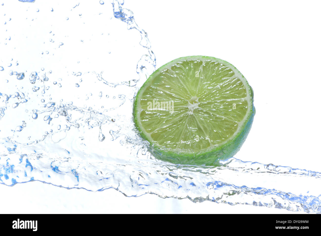 Lime and water splash Stock Photo - Alamy