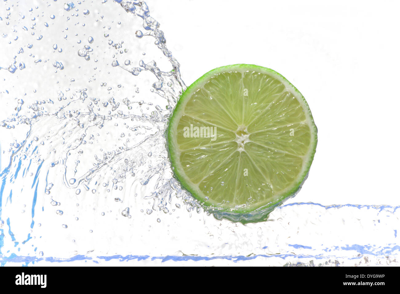 Lime and water splash Stock Photo - Alamy