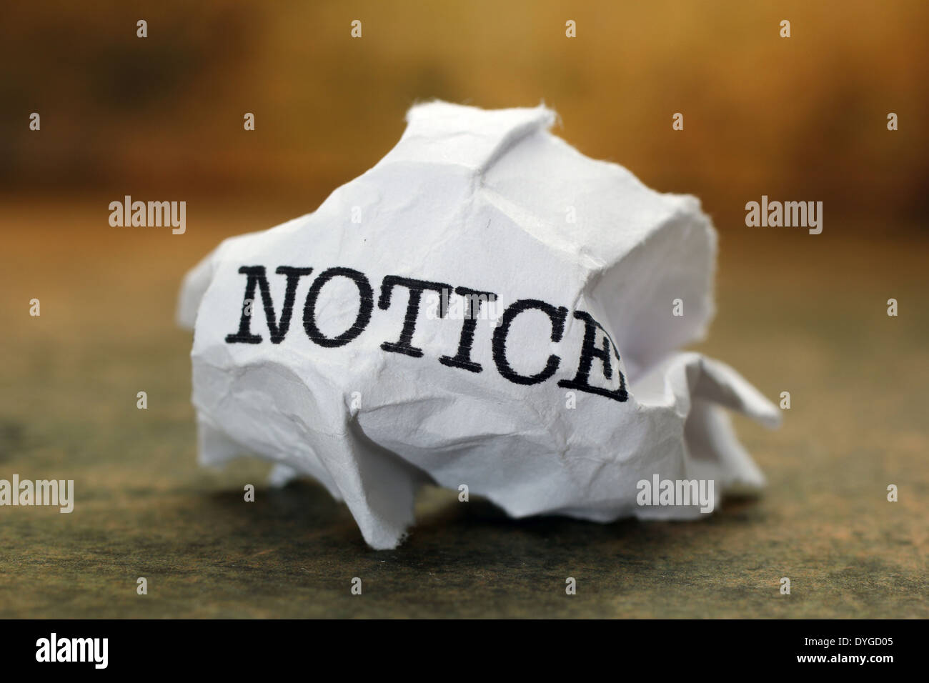 Notice text on paper Stock Photo - Alamy