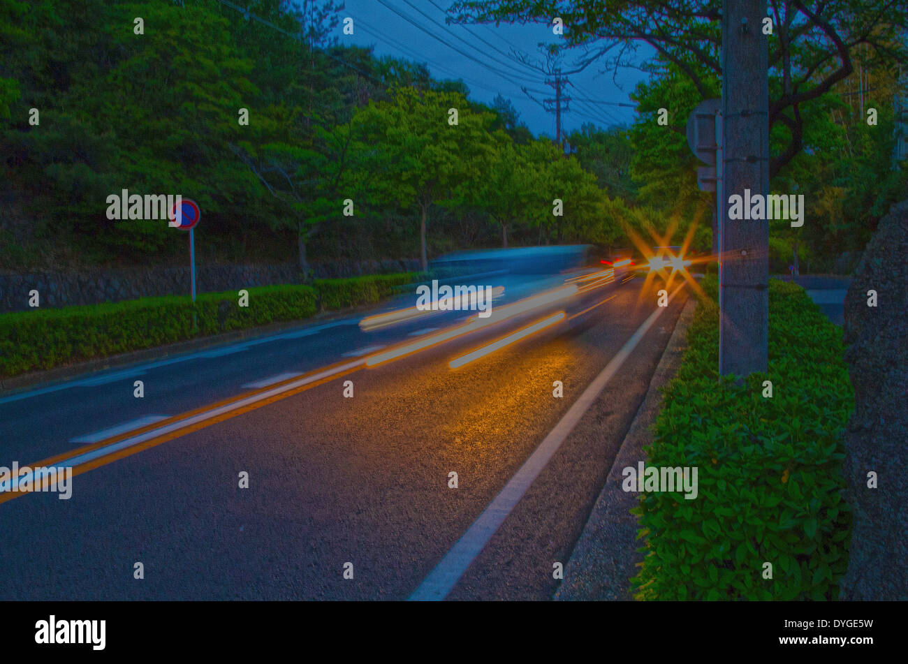 Driving in the Japanese countryside at night Stock Photo - Alamy