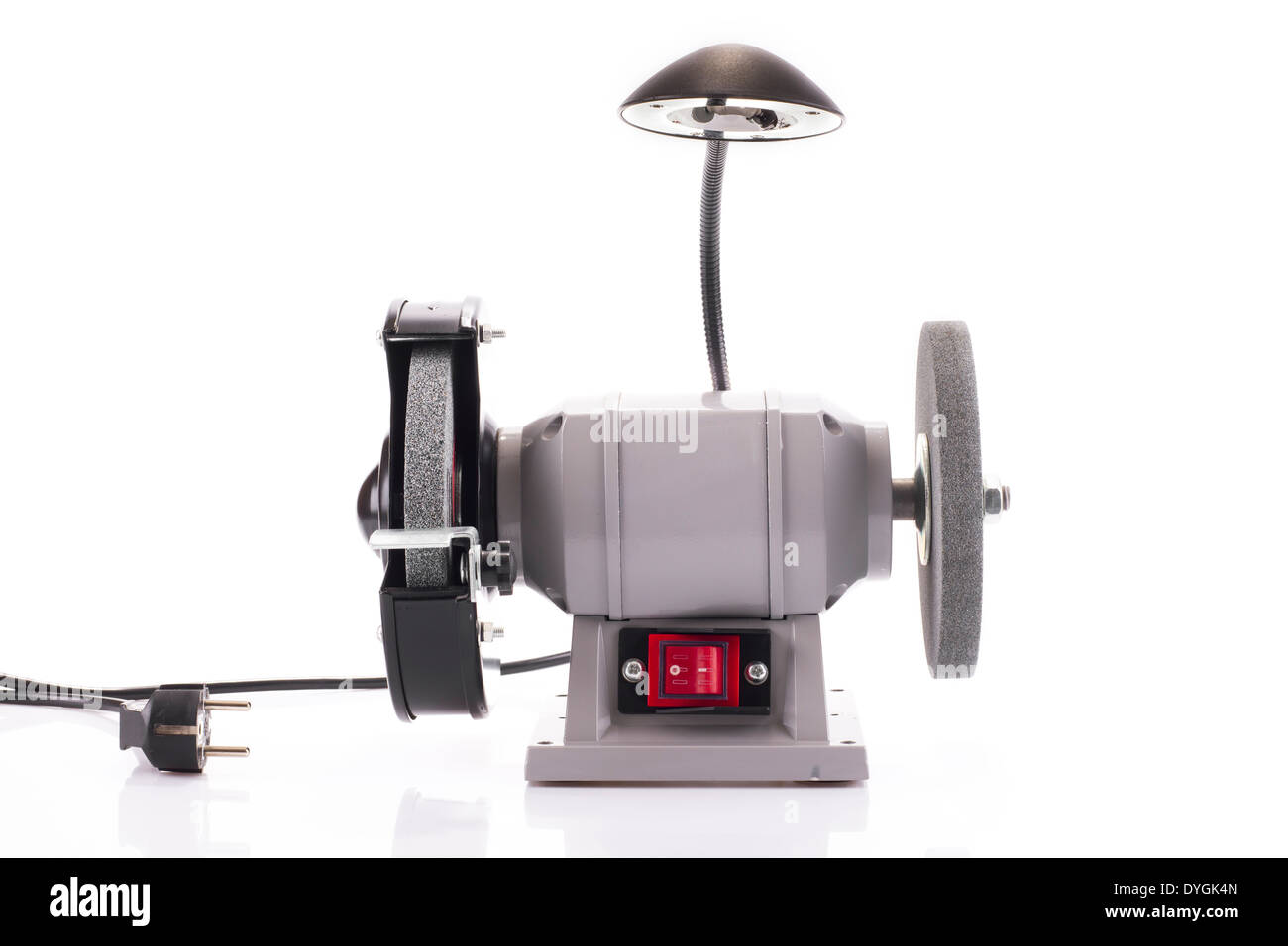 Bench grinder with lamp isolated on white background Stock Photo - Alamy