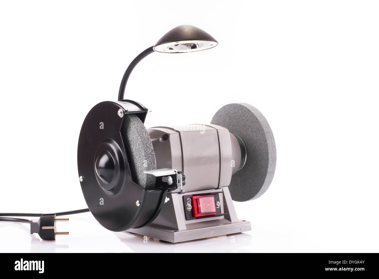 Bench grinder with lamp isolated on white background Stock Photo - Alamy
