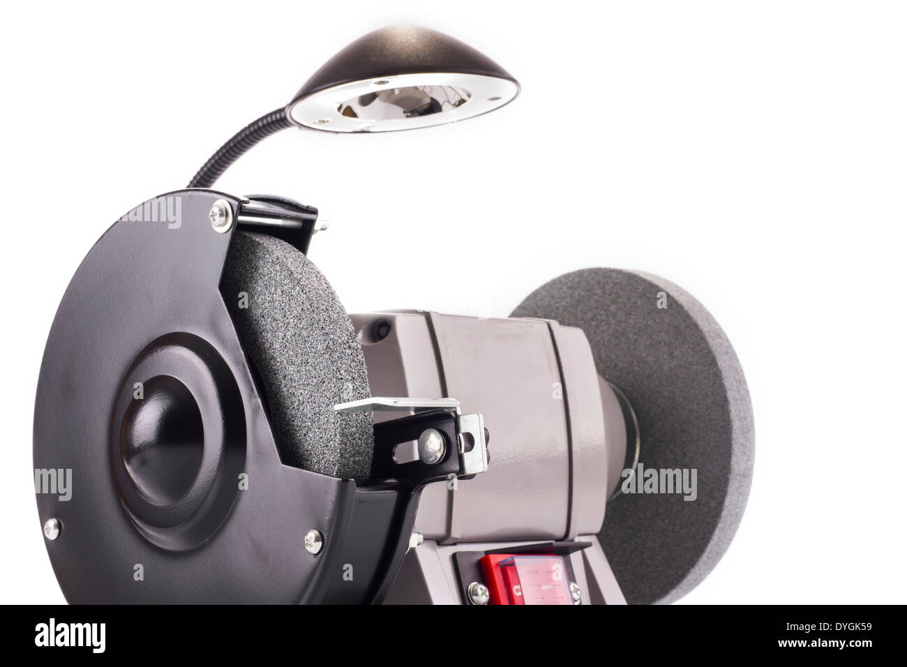 Bench grinder with lamp isolated on white background Stock Photo - Alamy