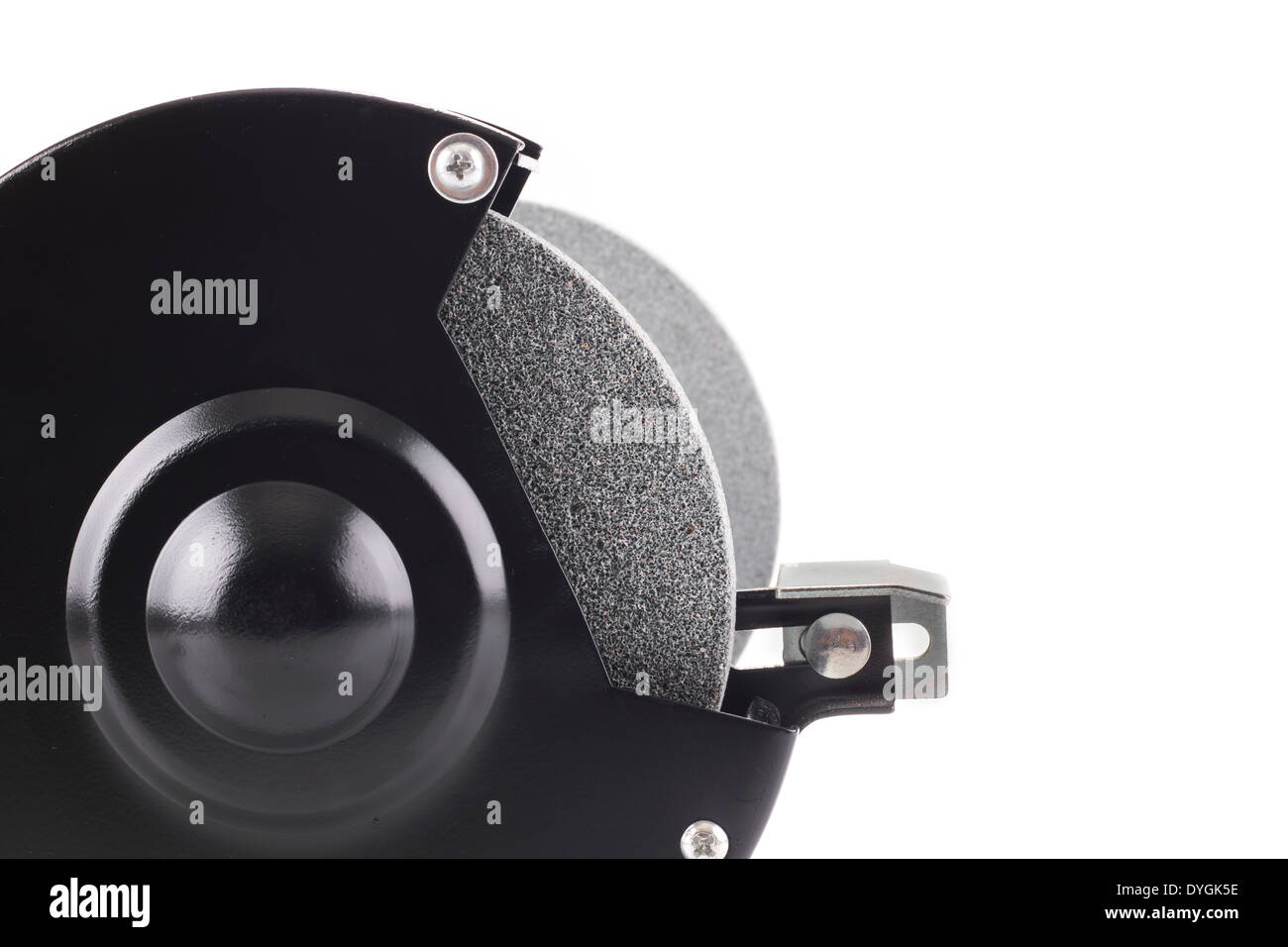 Closeup of bench grinder isolated on white background Stock Photo - Alamy