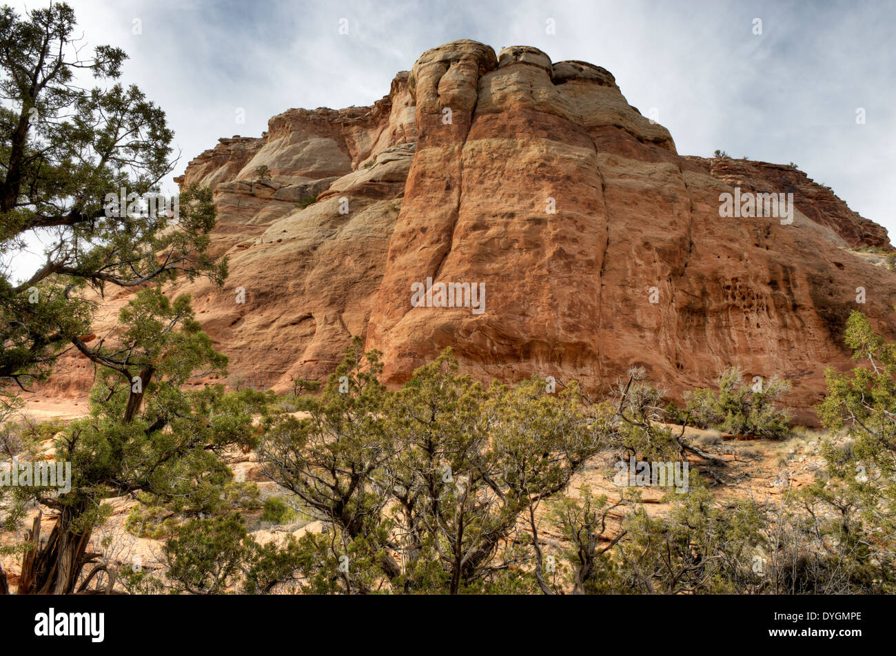 A bluff of Entrada sandstone near the mouth of Devil's Canyon in Mesa ...