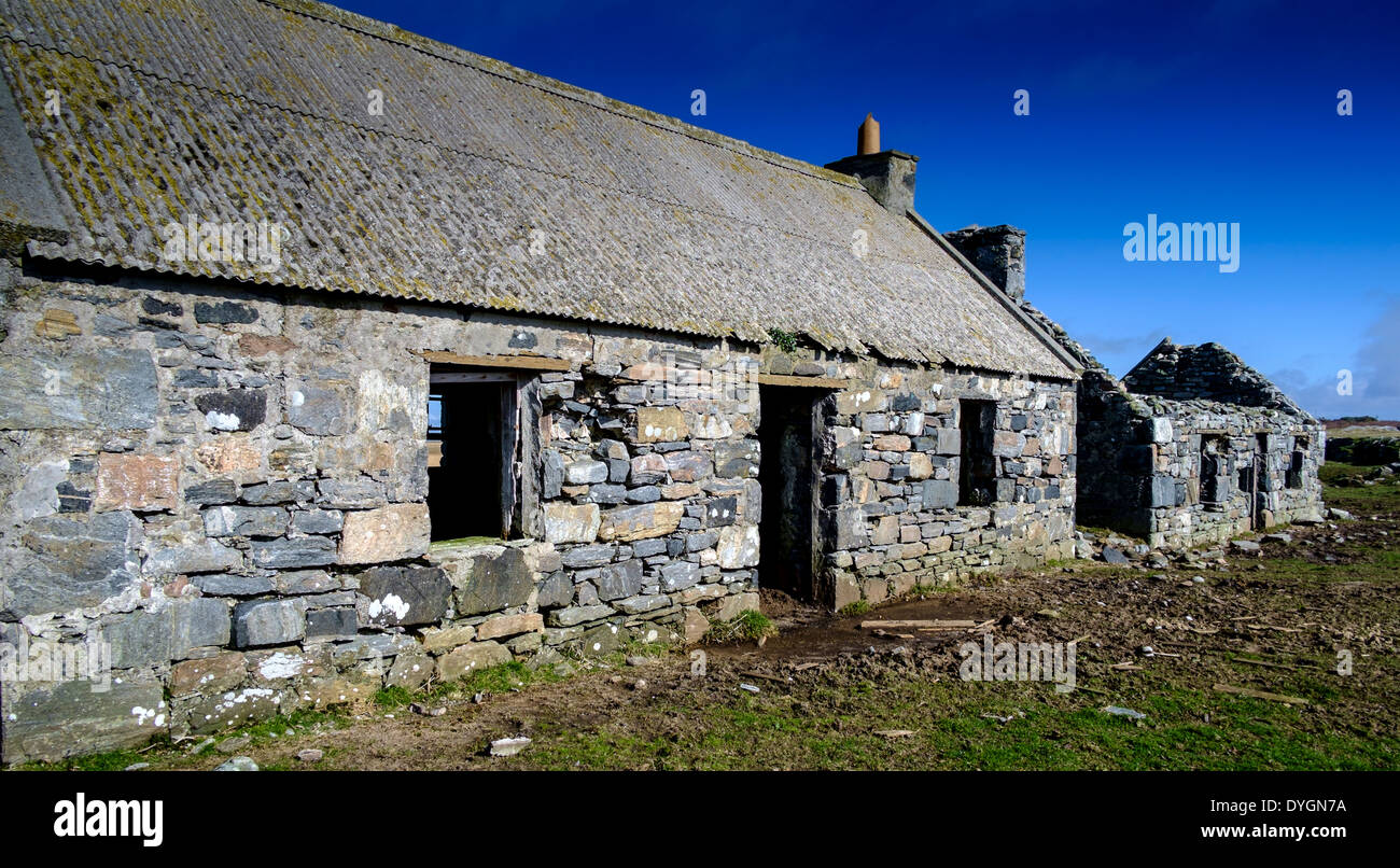 Abandoned crofts at Griminish, North Uist, Outer Hebrides, Scotland ...