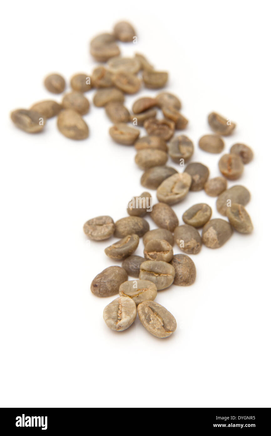 Green Arabica coffee beans isolated on a white studio background Stock ...
