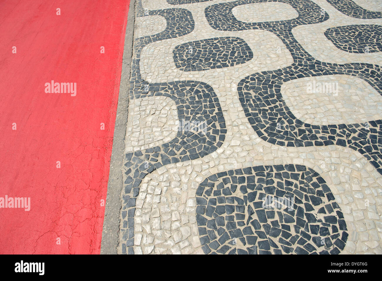 Ipanema Beach Rio de Janeiro boardwalk pattern with stretch of red bike ...