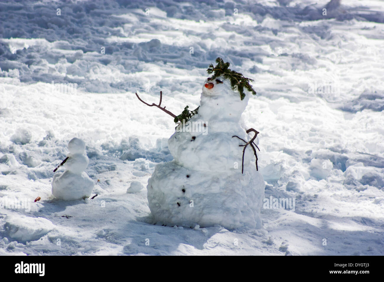 Mount San Jacinto, Palm Springs, California, a large snowman stands ...