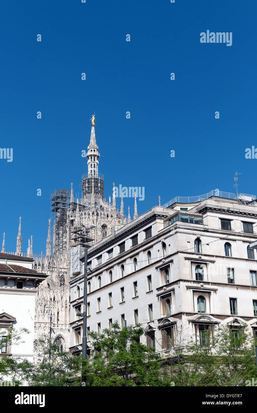 Milan spires statues landmarks Duomo terrace city rooftop panorama ...