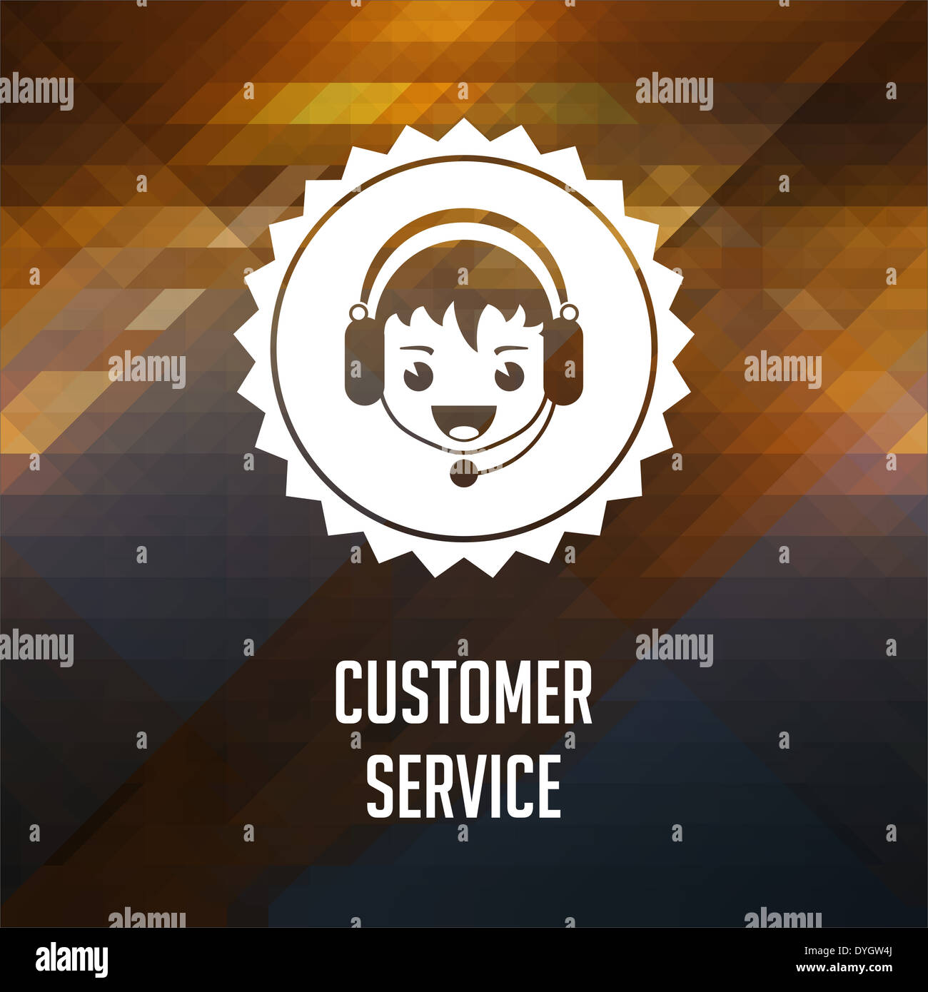 Customer Service. Retro label design. Hipster background made of ...