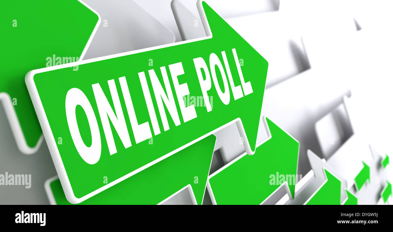 Online Poll Concept. Green Arrows on a Grey Background Indicate the ...