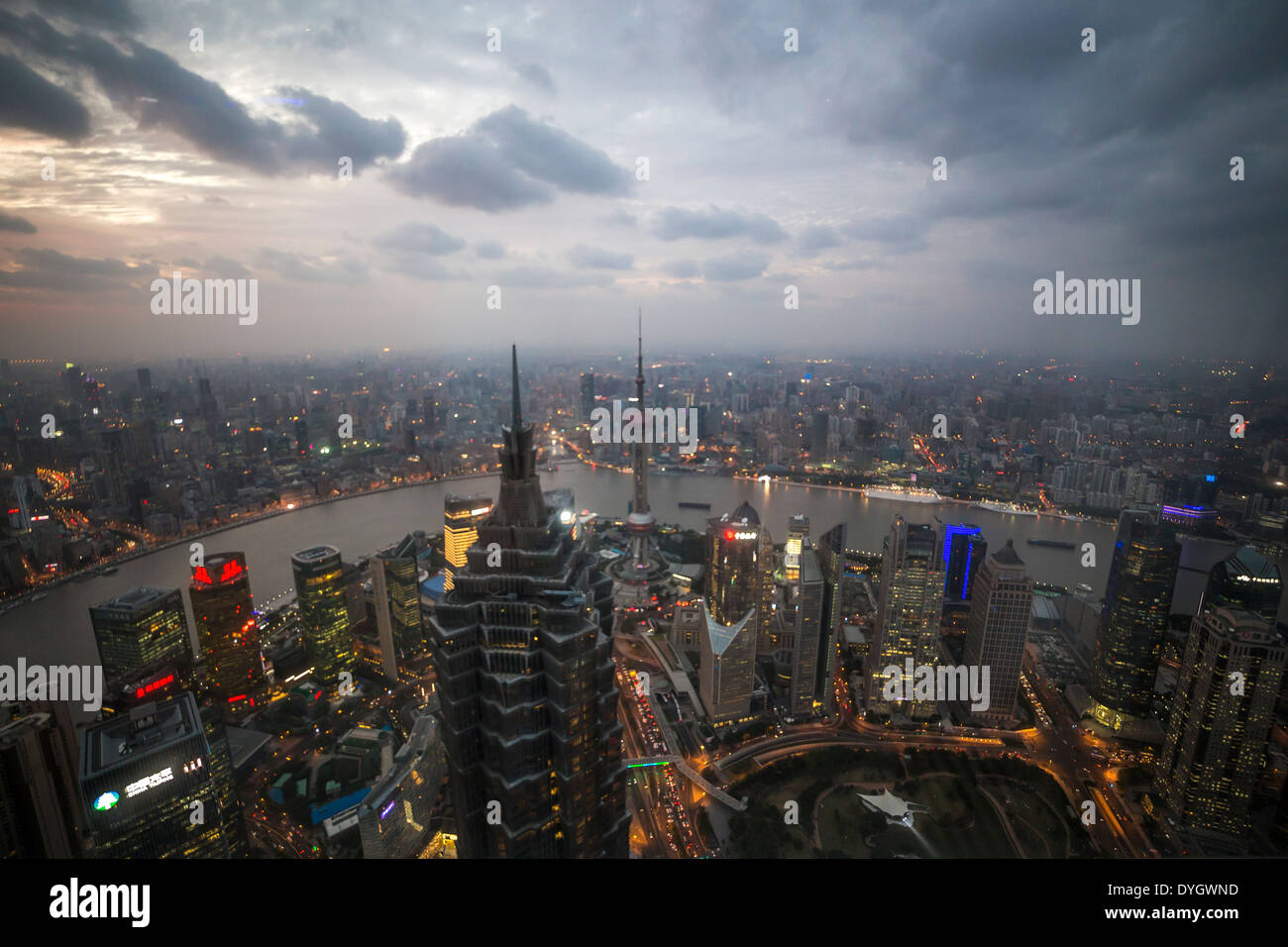Shanghai city skyline at Sun set Stock Photo - Alamy