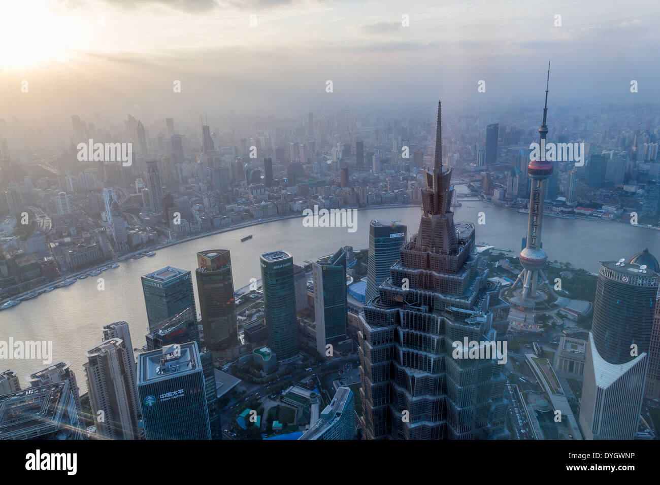 Shanghai city skyline at Sun set Stock Photo - Alamy