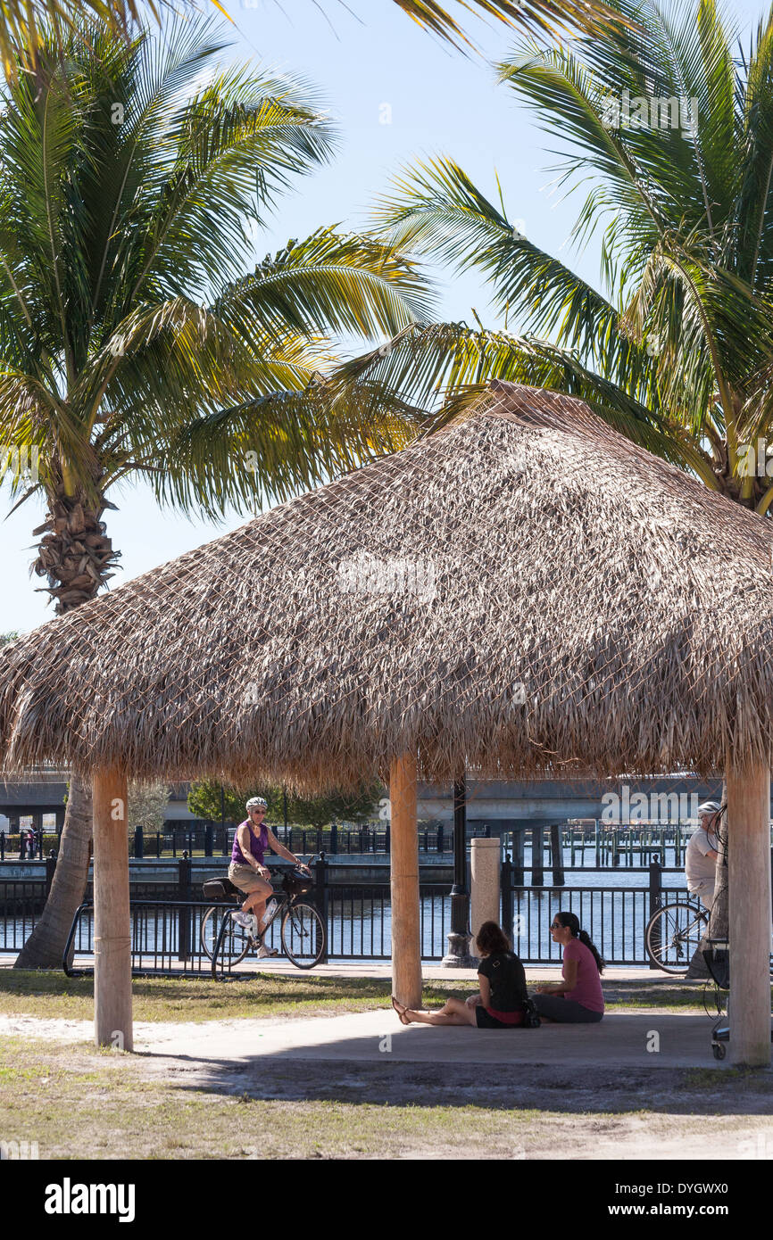 Cabana and Palm Trees in Punta Gorda, Florida, USA Stock Photo - Alamy