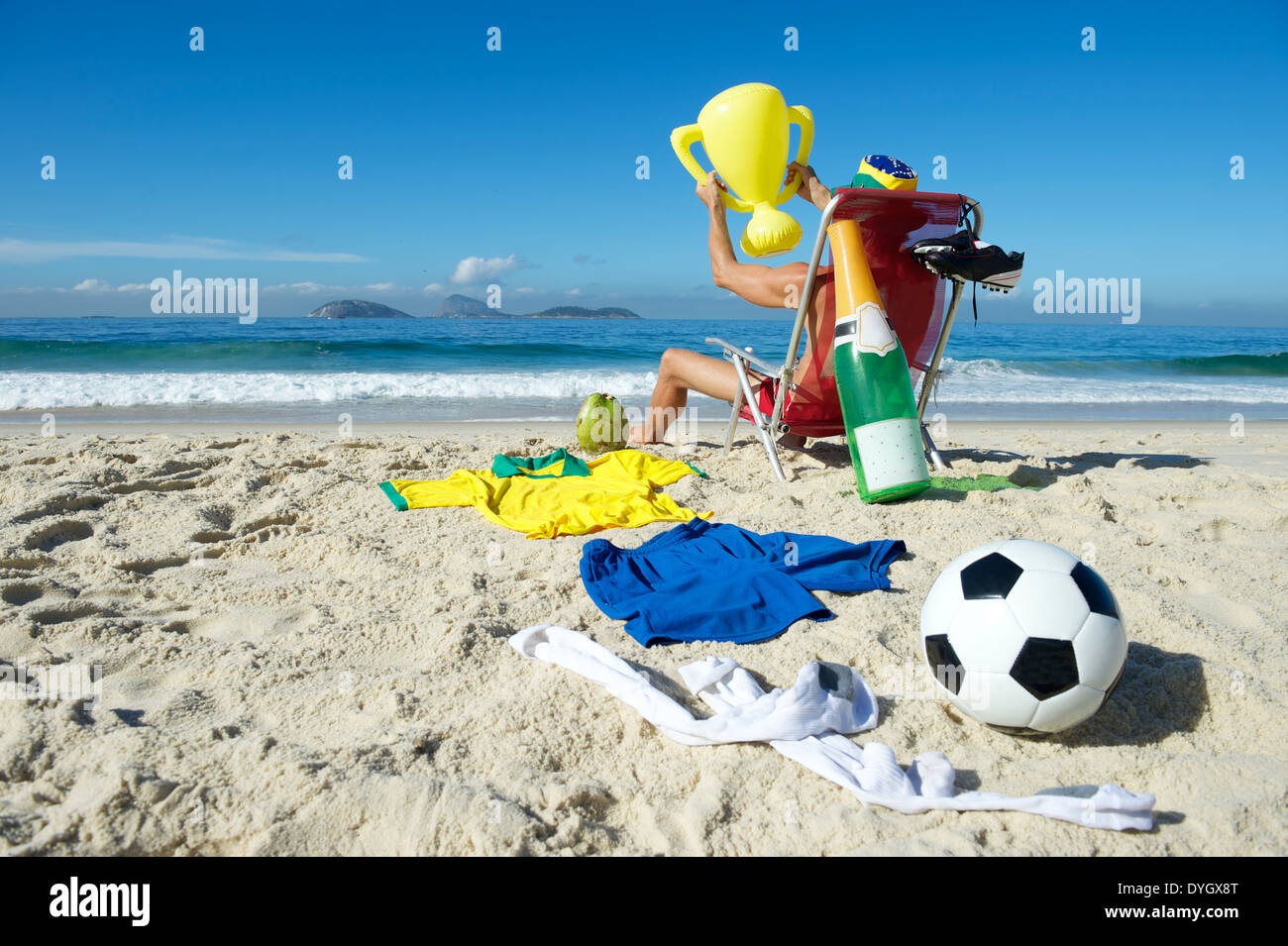 Champion Brazilian football player celebrating by relaxing in Rio de ...