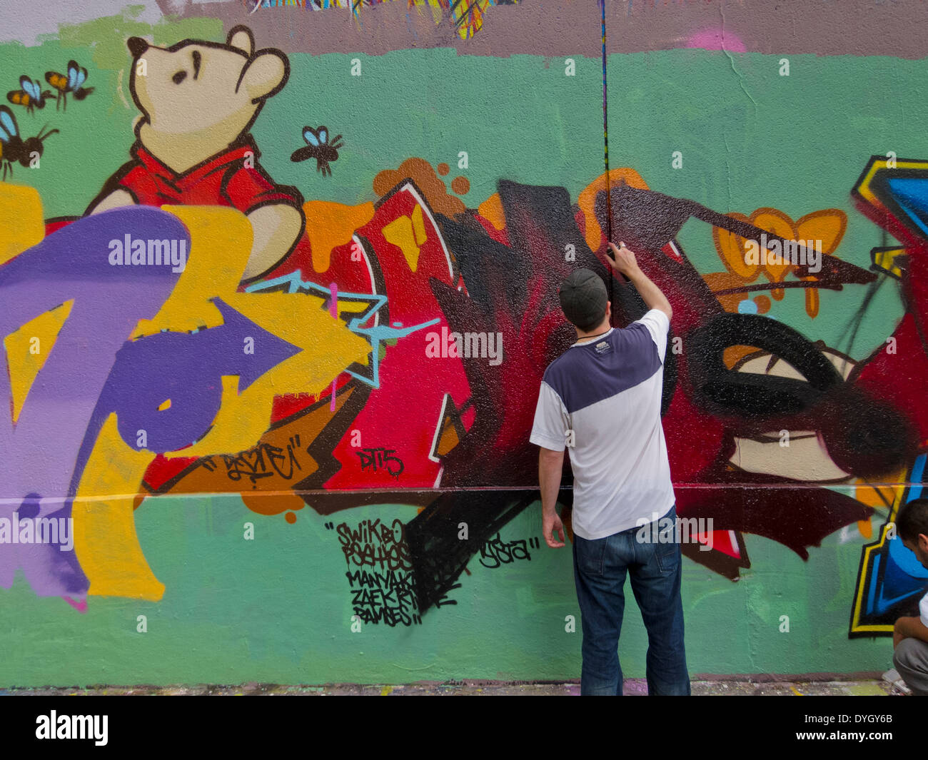 Paris, France, Young French Graffitti Artist Painting Wall, Street Art ...