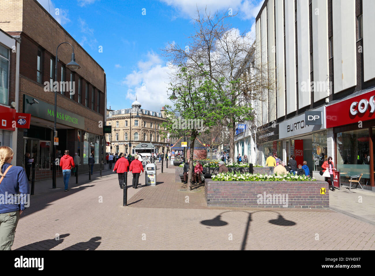 Shoppers on Queen Street, Barnsley, South Yorkshire, England, UK Stock ...