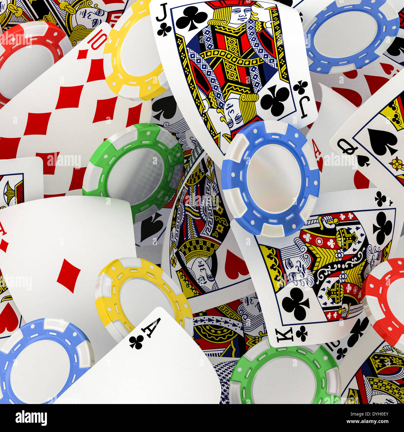 dice, chips and cards on a white background Stock Photo - Alamy