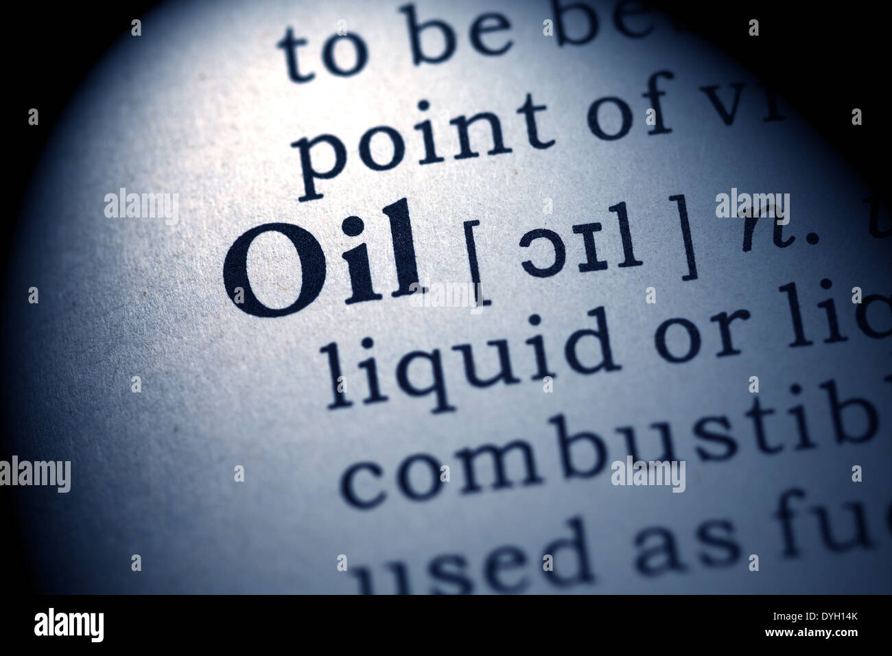 Fake Dictionary, Dictionary definition of the word oil Stock Photo - Alamy