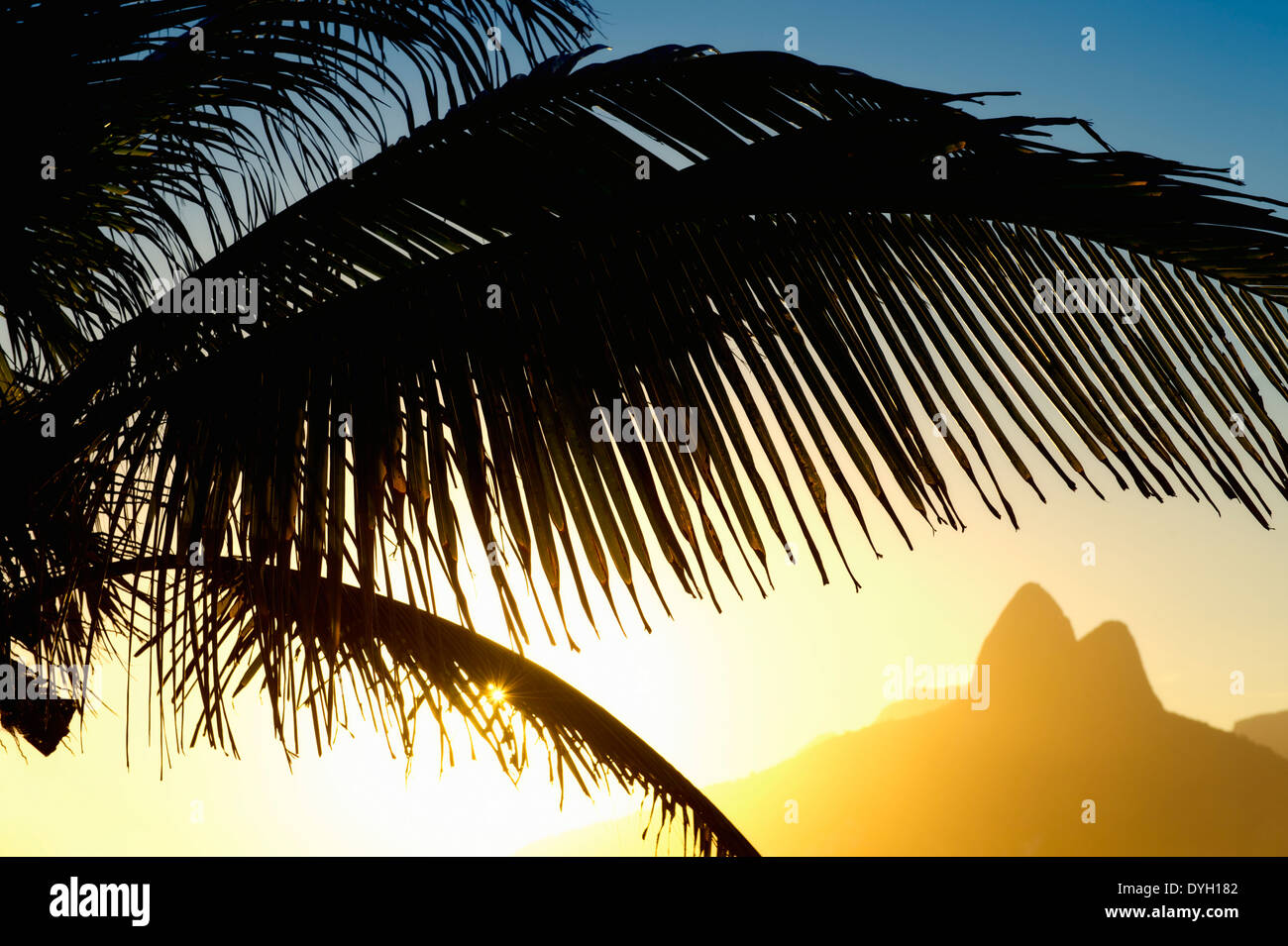 Sunset in Rio de Janeiro Ipanema Beach Brazil with Two Brothers Dois ...
