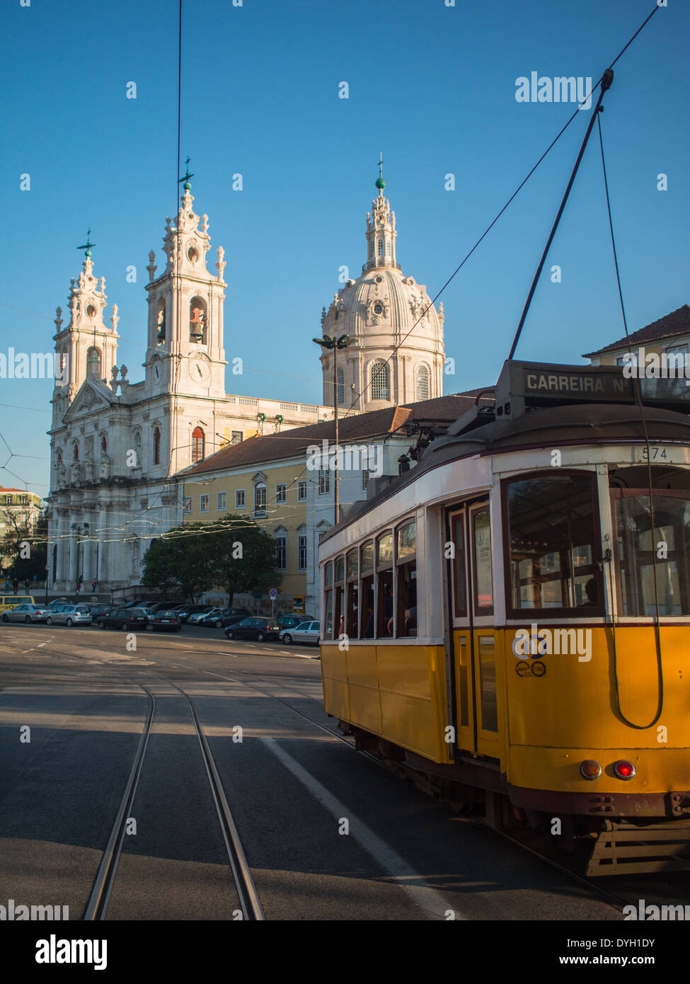 Tram 28 near Estrela Basilica Stock Photo - Alamy