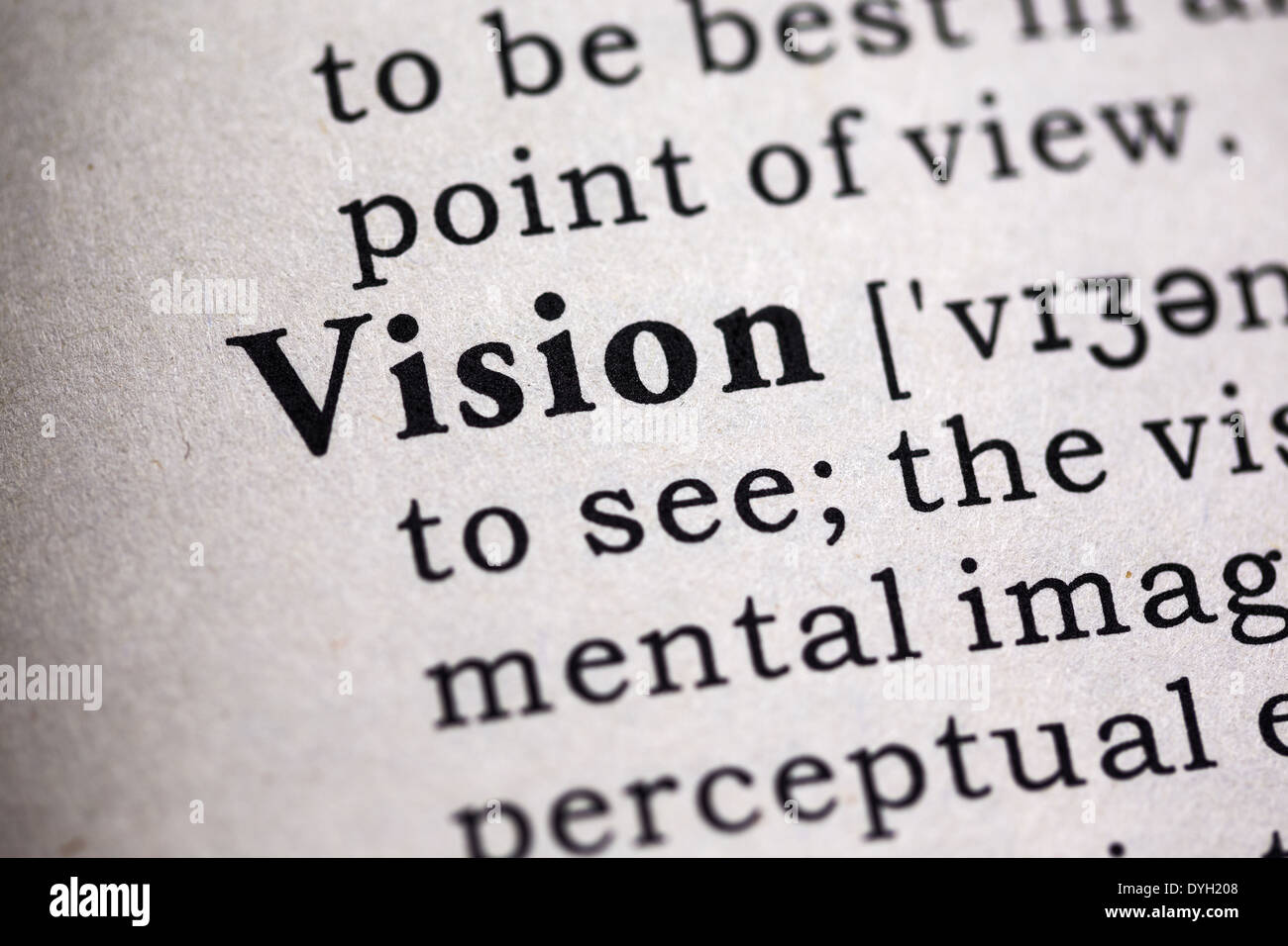 Fake Dictionary, Dictionary definition of the word vision Stock Photo ...