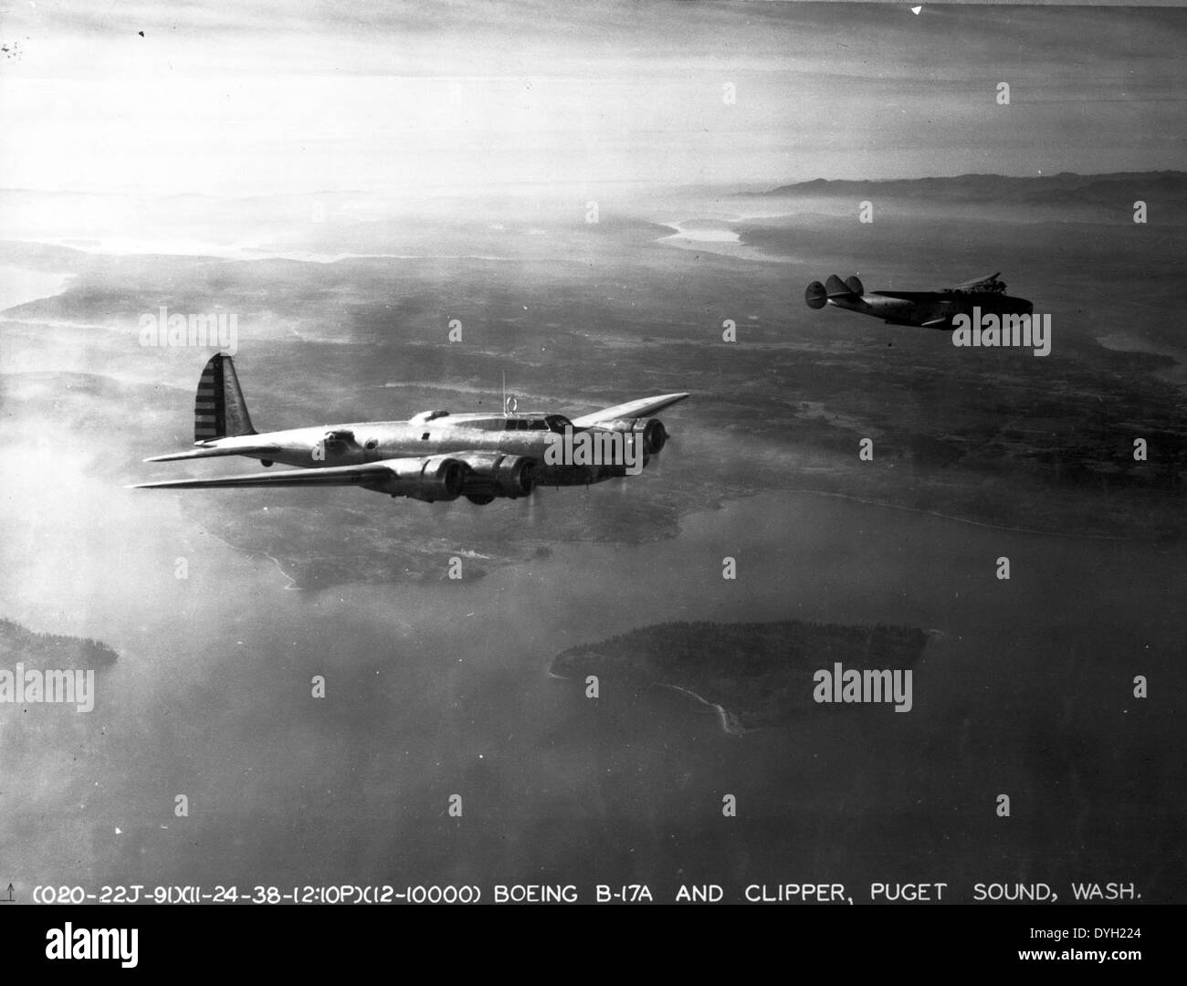 This photo shows the Boeing Y1B-17 bomber alongside the Boeing 314 ...