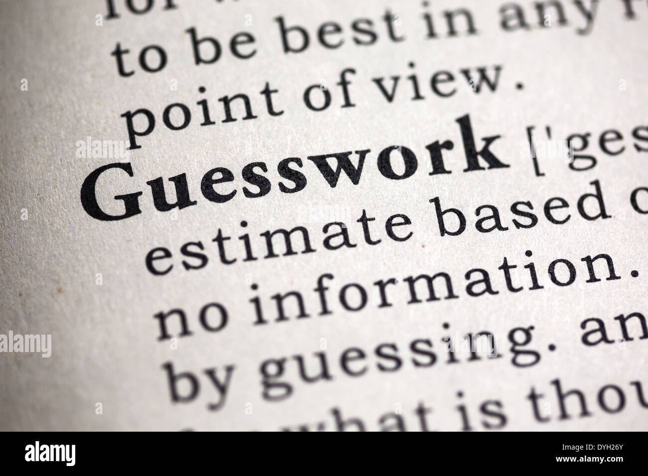 Fake Dictionary, Dictionary definition of the word guesswork Stock ...