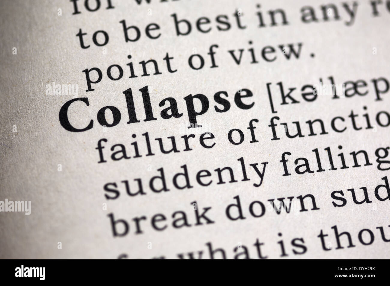 Fake Dictionary, Dictionary definition of the word Collapse Stock Photo ...