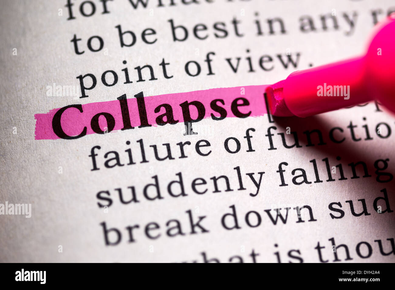 Fake Dictionary, Dictionary definition of the word Collapse Stock Photo ...