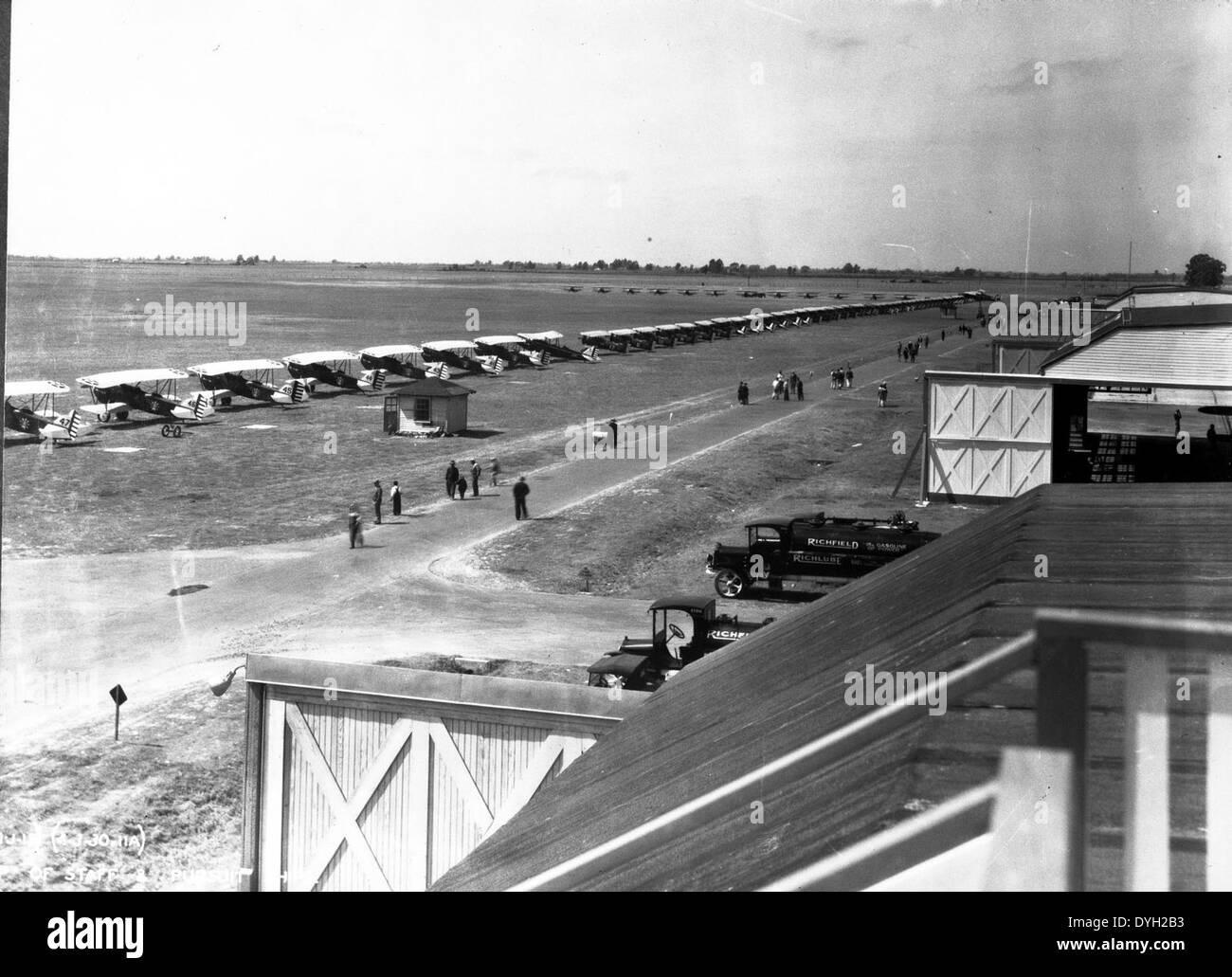 This photograph captures an inspection at Mitchell Field in New York on ...
