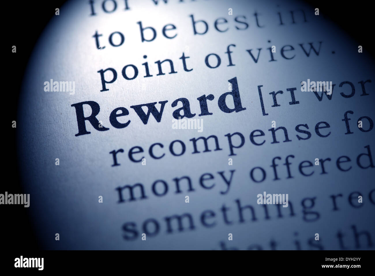 Fake Dictionary, Dictionary definition of the word reward Stock Photo ...