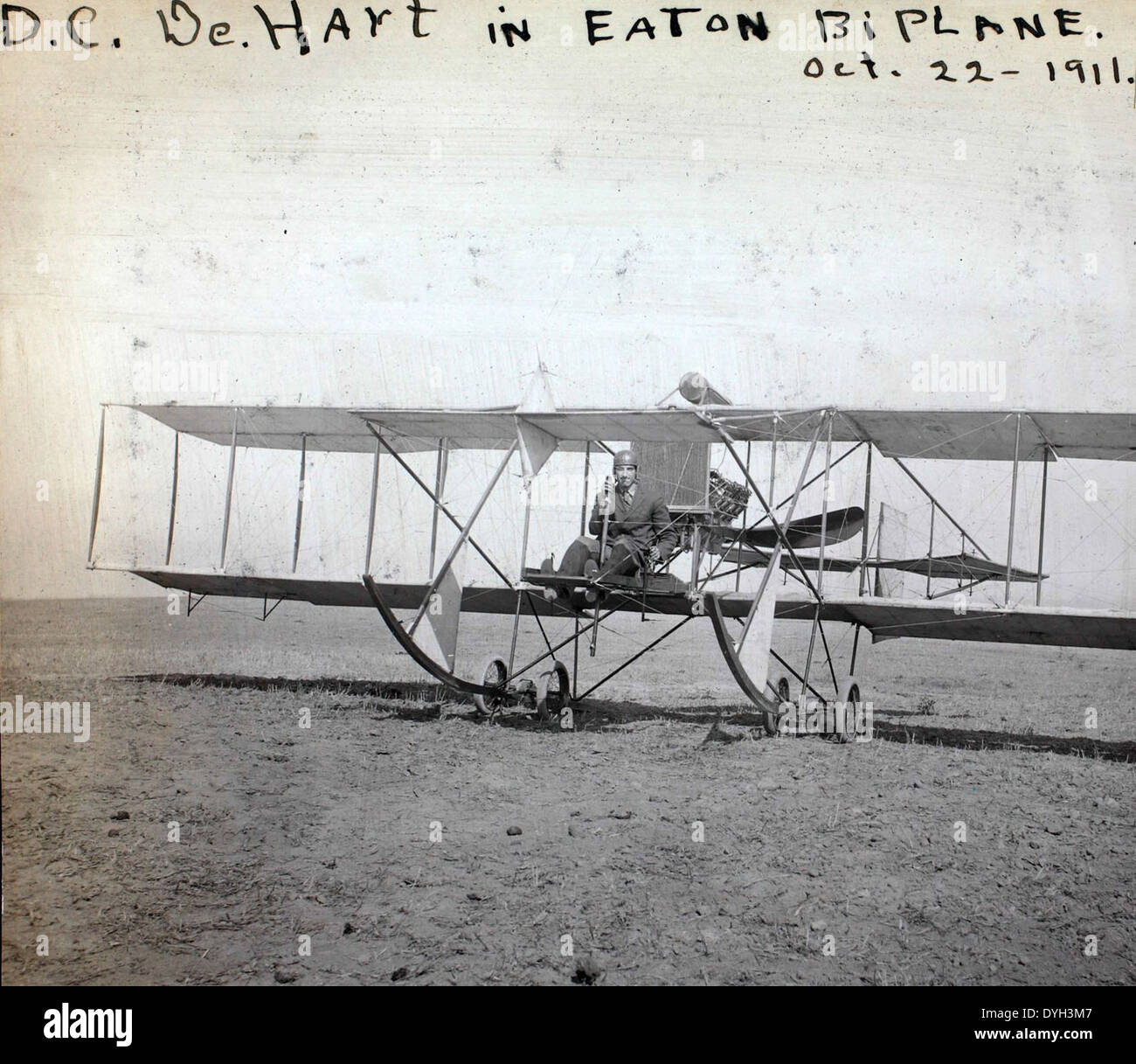 This historical photograph from the early days of aviation features ...