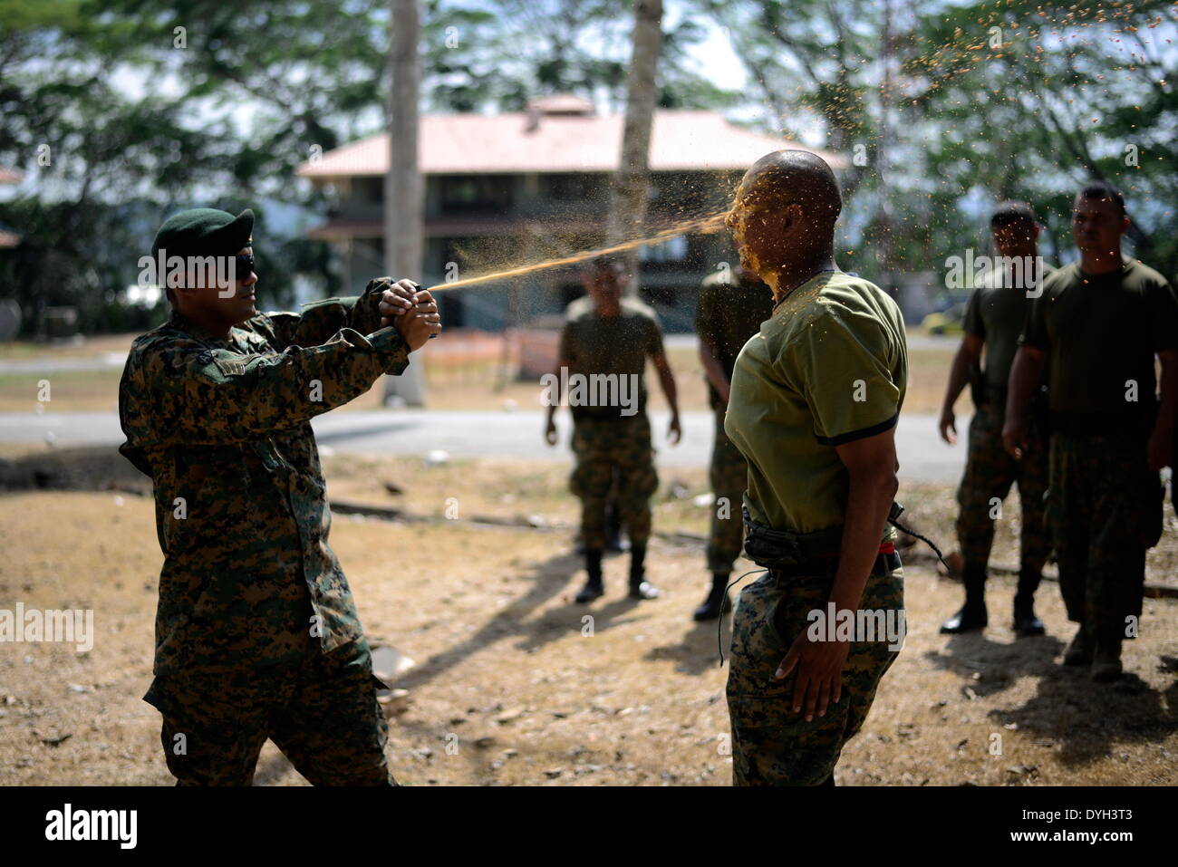 Panama City, Panama. 17th Apr, 2014. Members of the National Border ...