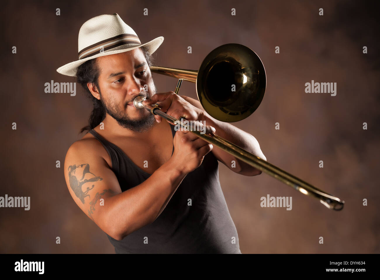 Man playing a trombone hi-res stock photography and images - Alamy