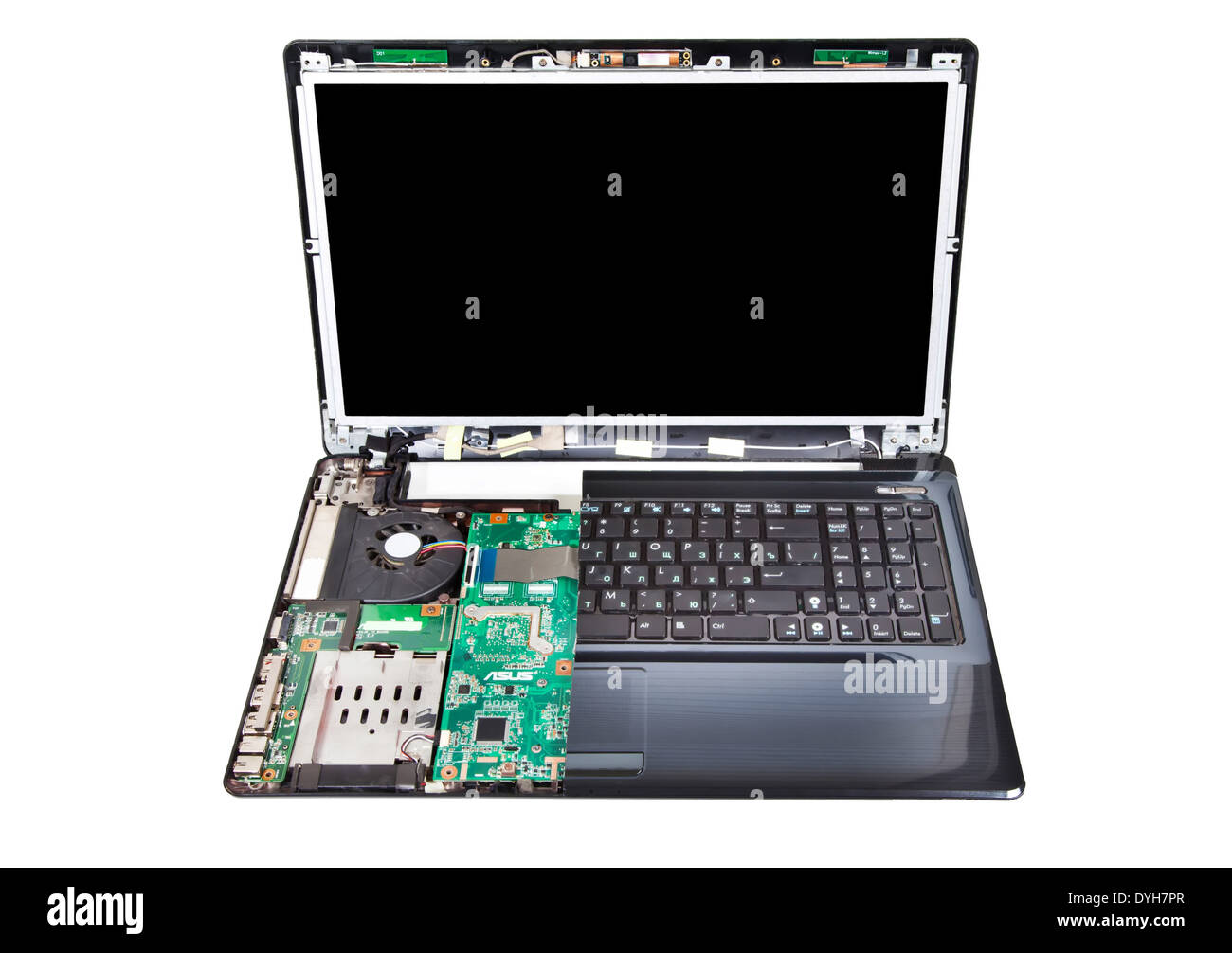Laptop partial disassembled isolated on white Stock Photo - Alamy