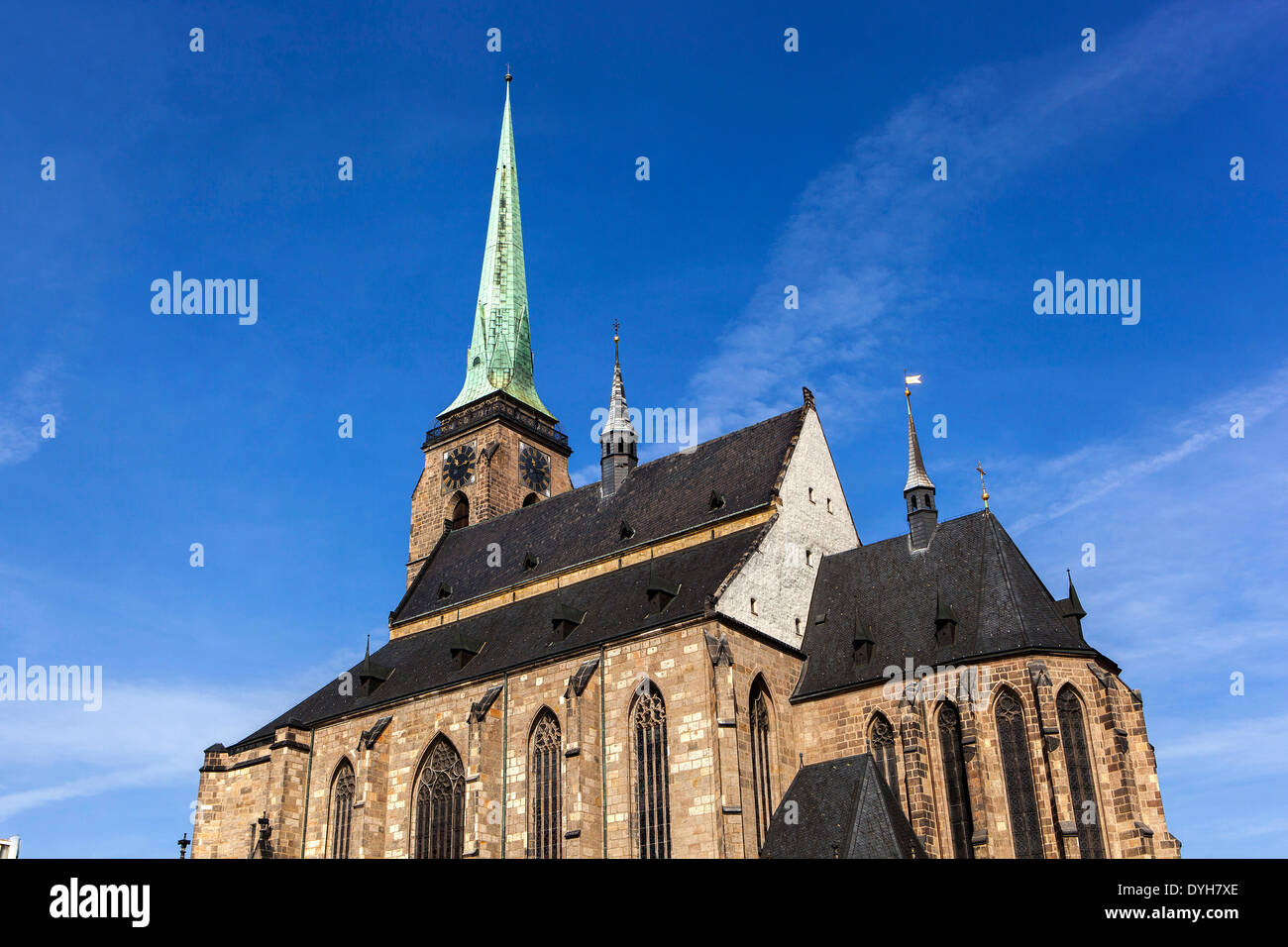 Plzen old town Cathedral of St. Bartholomew, Pilsen Czech Republic ...