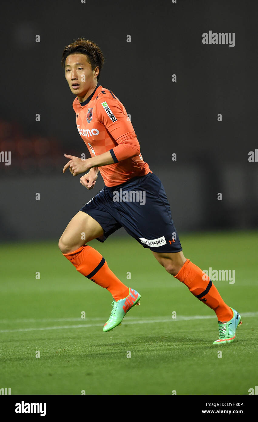 Saitama, Japan. 16th Apr, 2014. Cho Young-Cheol (Ardija) Football ...