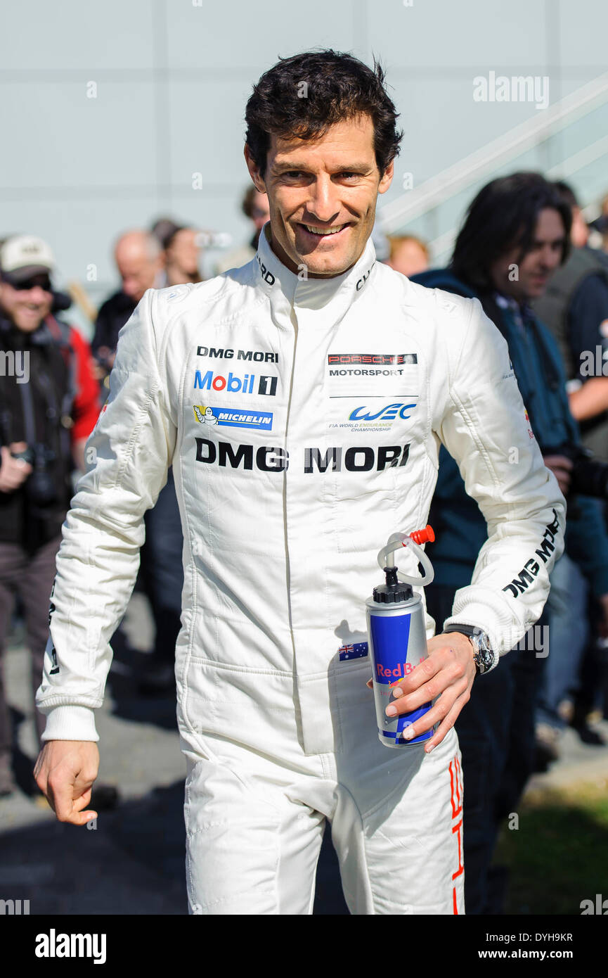 Northampton, UK. 18th Apr, 2014. Ex-F1 driver Mark Webber (AUS) from ...