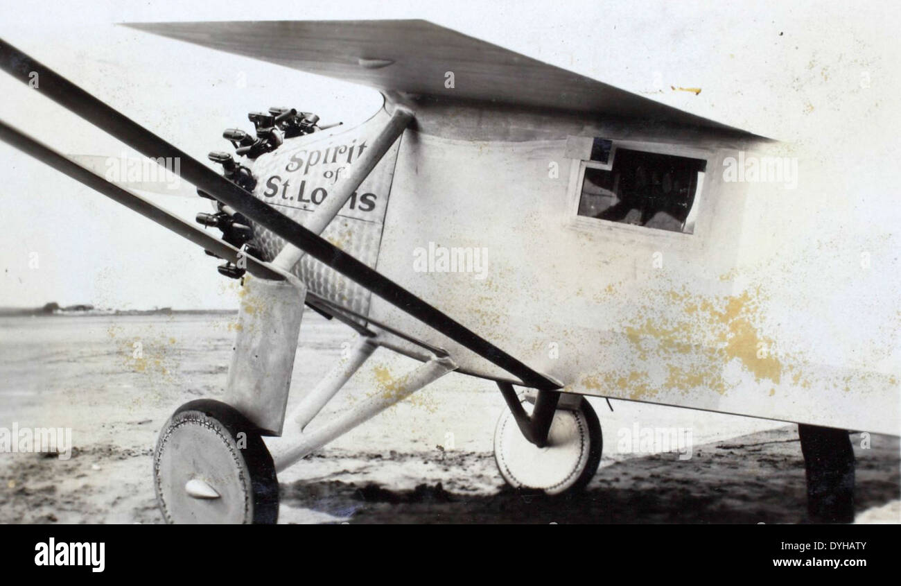 This photo captures the Spirit of St. Louis aircraft, in a historic ...