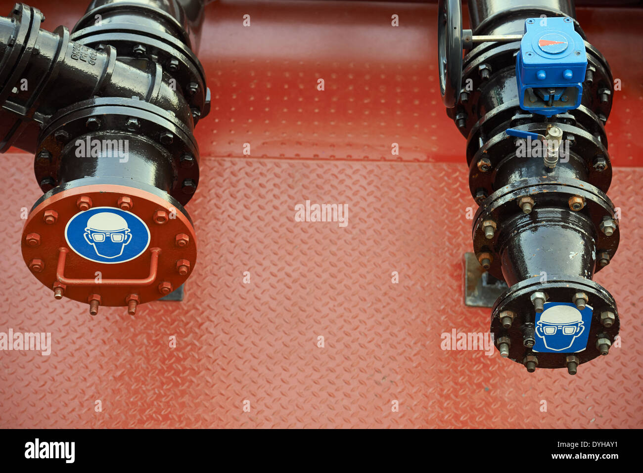 Valves on an oil tanker Stock Photo - Alamy