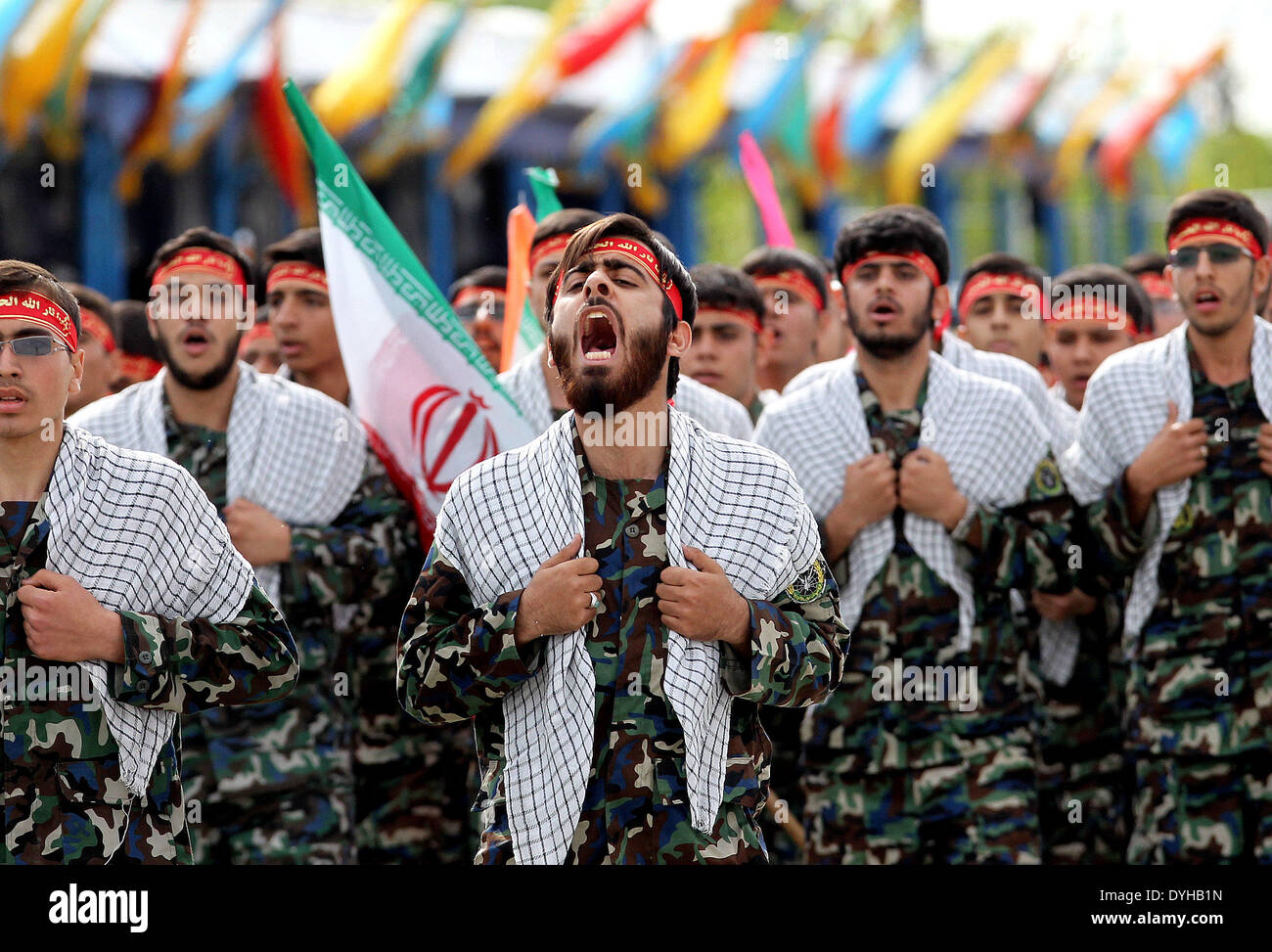 Tehran, Iran. 18th Apr, 2014. Iranian soldiers take part in the Army ...