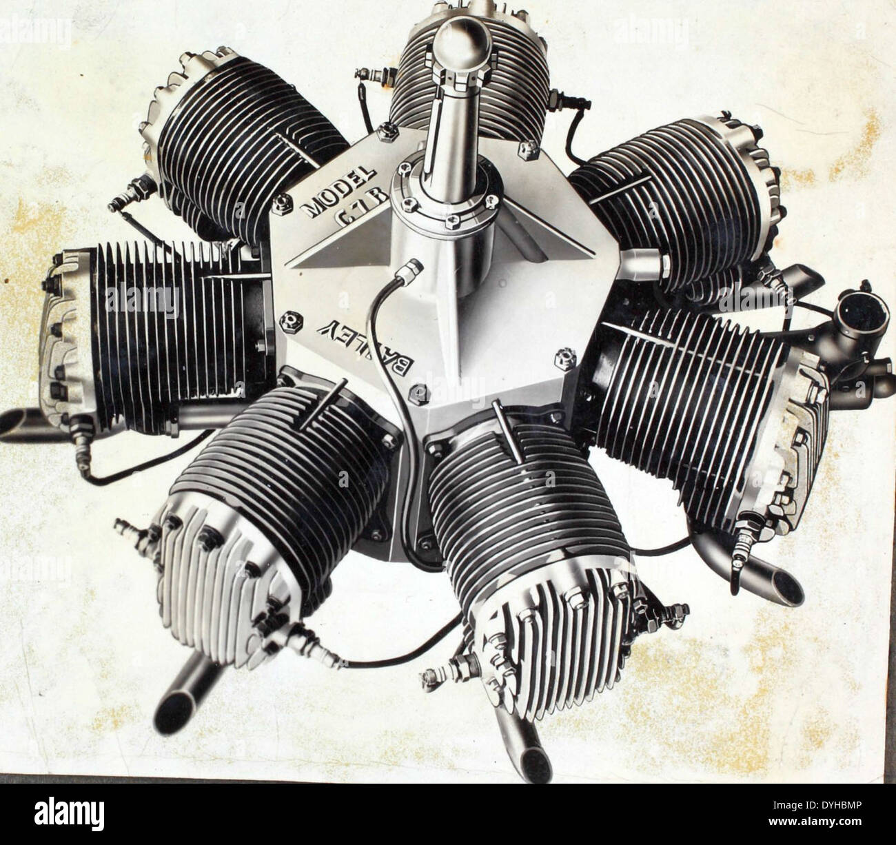 A photograph showing a radial engine used in the Spirit of St. Louis ...