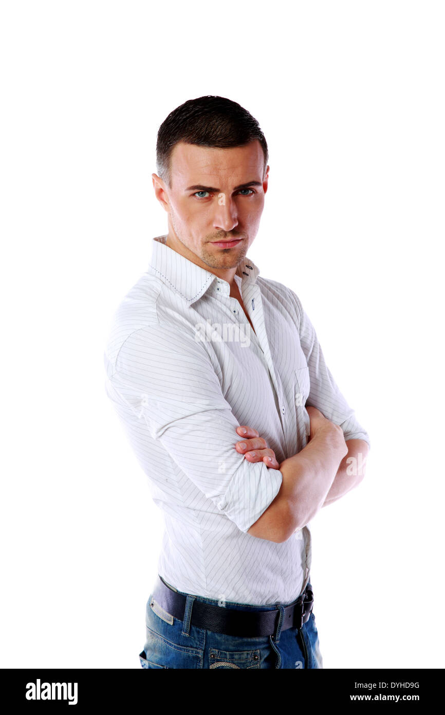 Serious muscular man arms folded hi-res stock photography and images ...